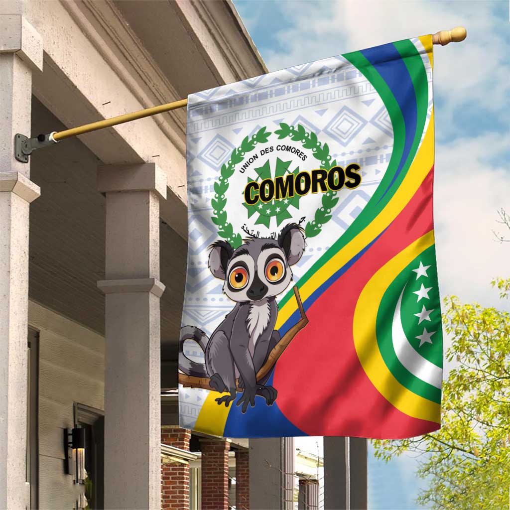 Comoros Garden Flag 1975 Komori Mongoose Lemur African Pattern by AfricanPride