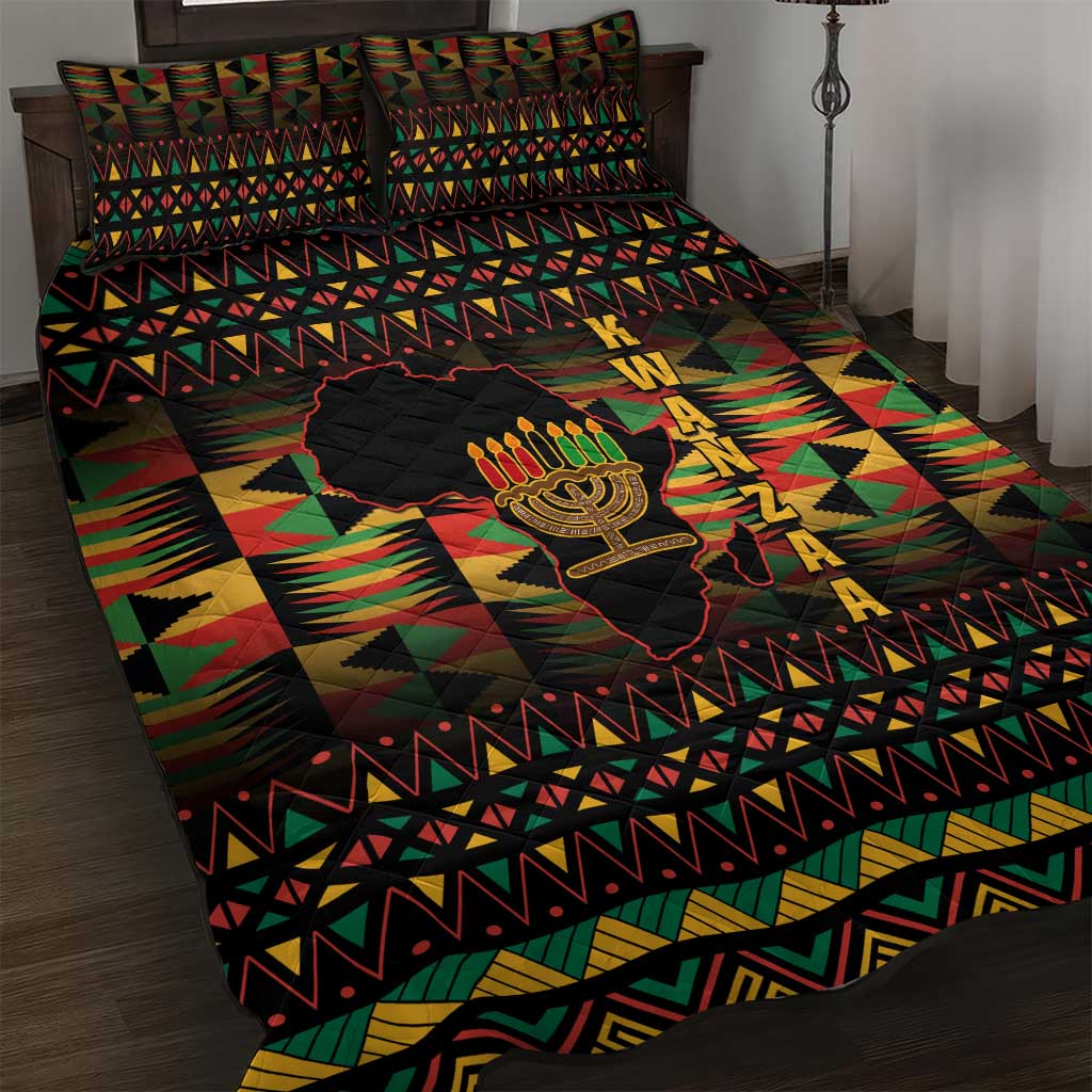 Kwanzaa Festival Quilt Bed Set with Kinara Candles and African Pattern ...