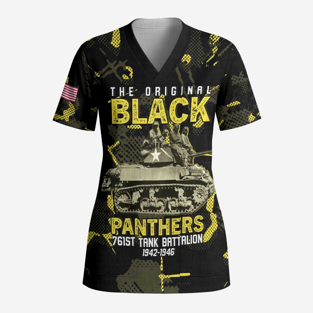 The Original Black Panthers 761st Tank Battalion Scrub Top African ...