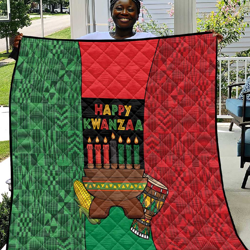 Happy Kwanzaa Holidays Quilt Kente Pattern by African Pride