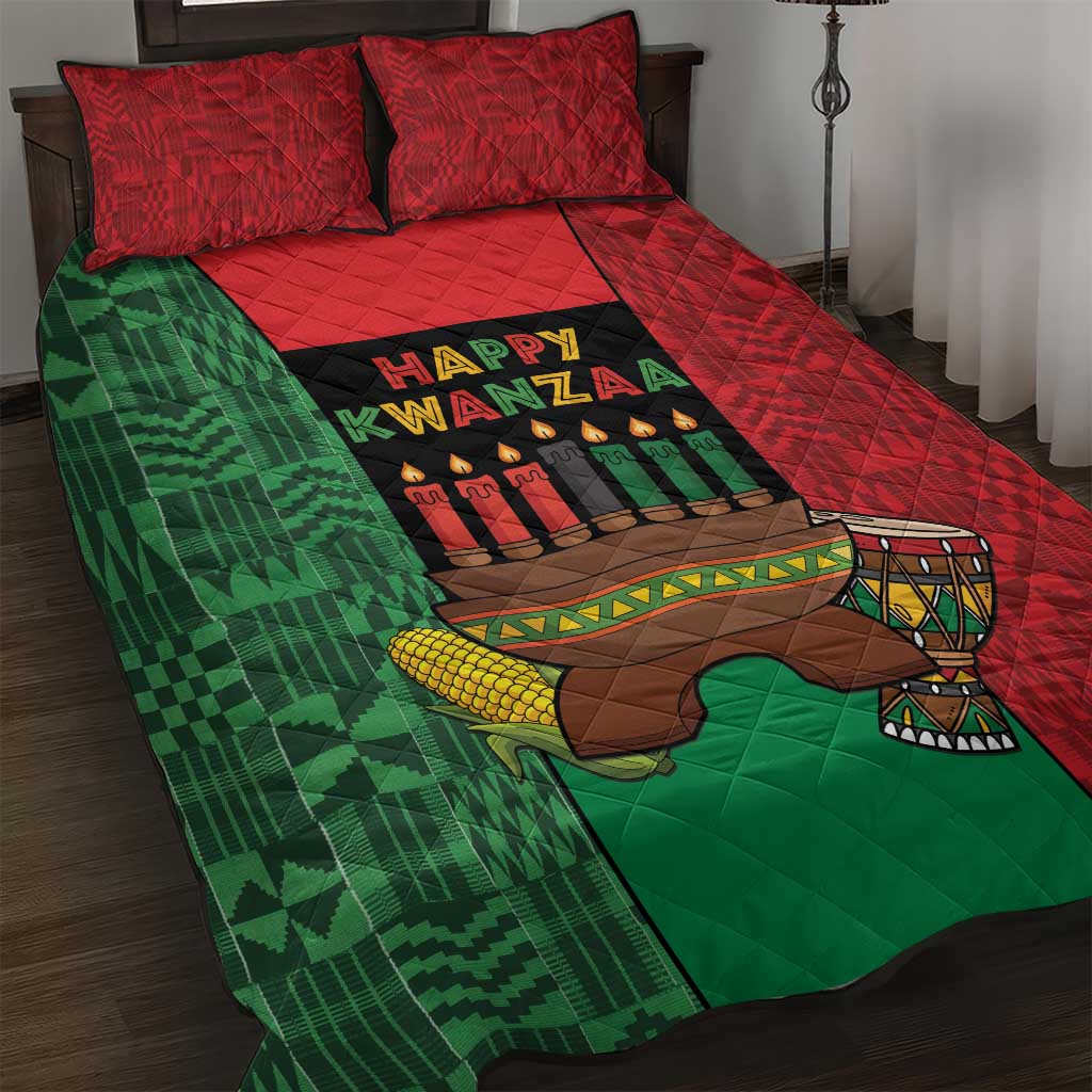 Happy Kwanzaa Holidays Quilt Bed Set Kente Pattern by African Pride
