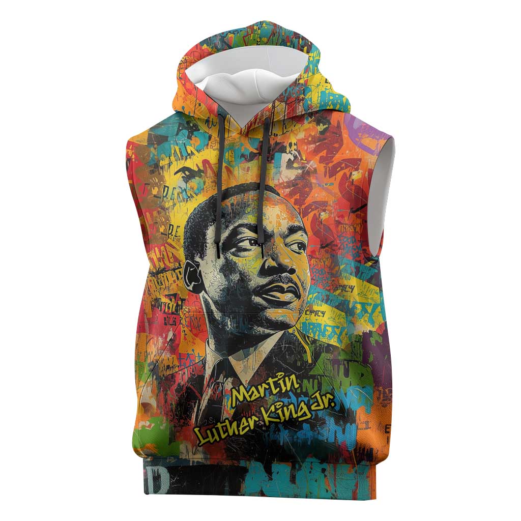 Martin Luther King Jr Sleeveless Hoodie Colorful Street Art Portrait ...