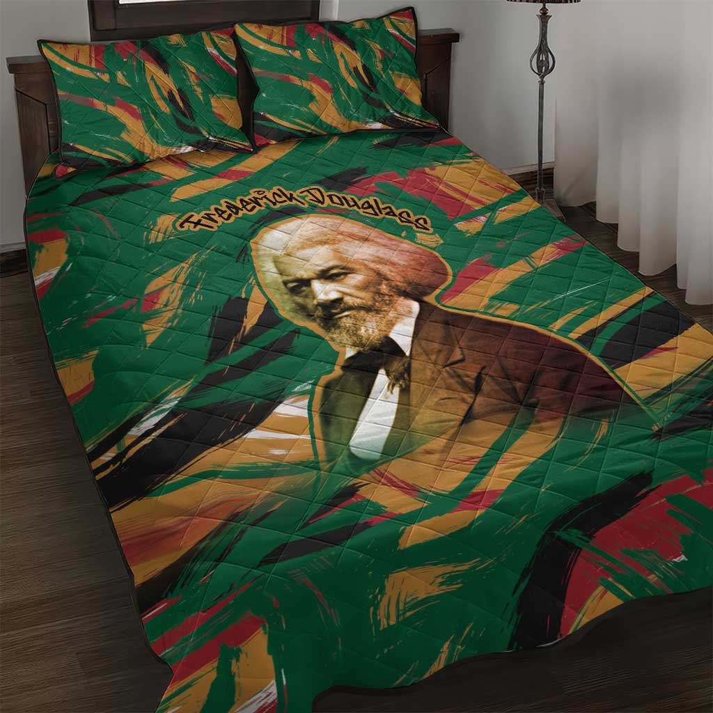 Frederick Douglass Quilt Bed Set Green Abstract Design Civil Rights ...