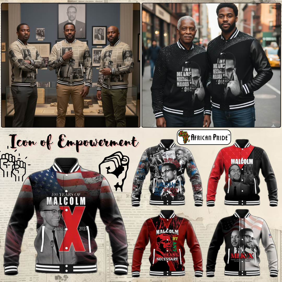 Malcolm X Baseball Jacket Collection - Premium African Heritage Apparel ...
