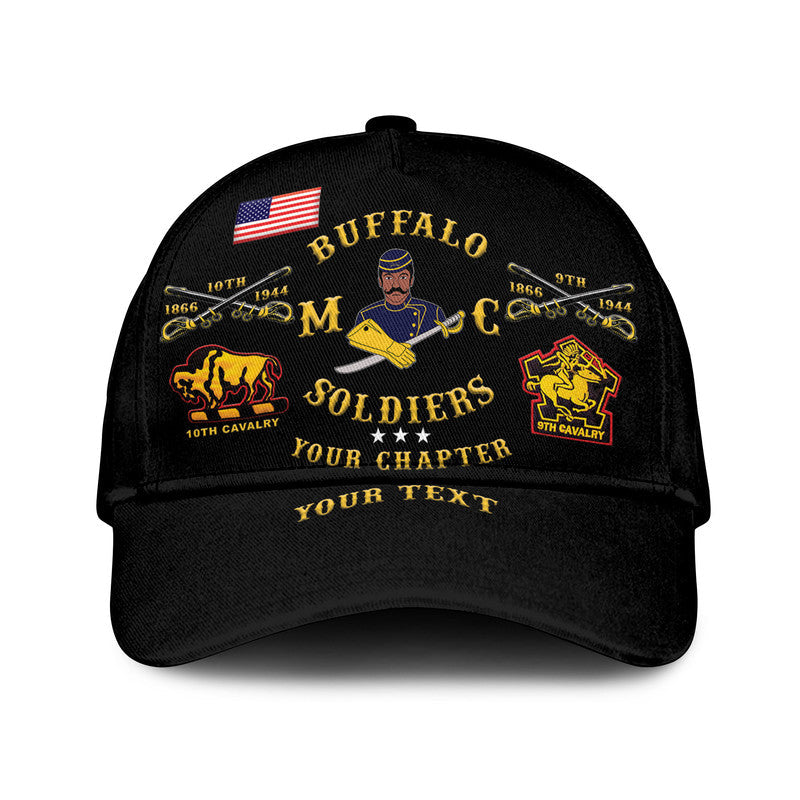 Personalized Buffalo Soldiers Motorcycle Club BSMC Classic Cap - Black