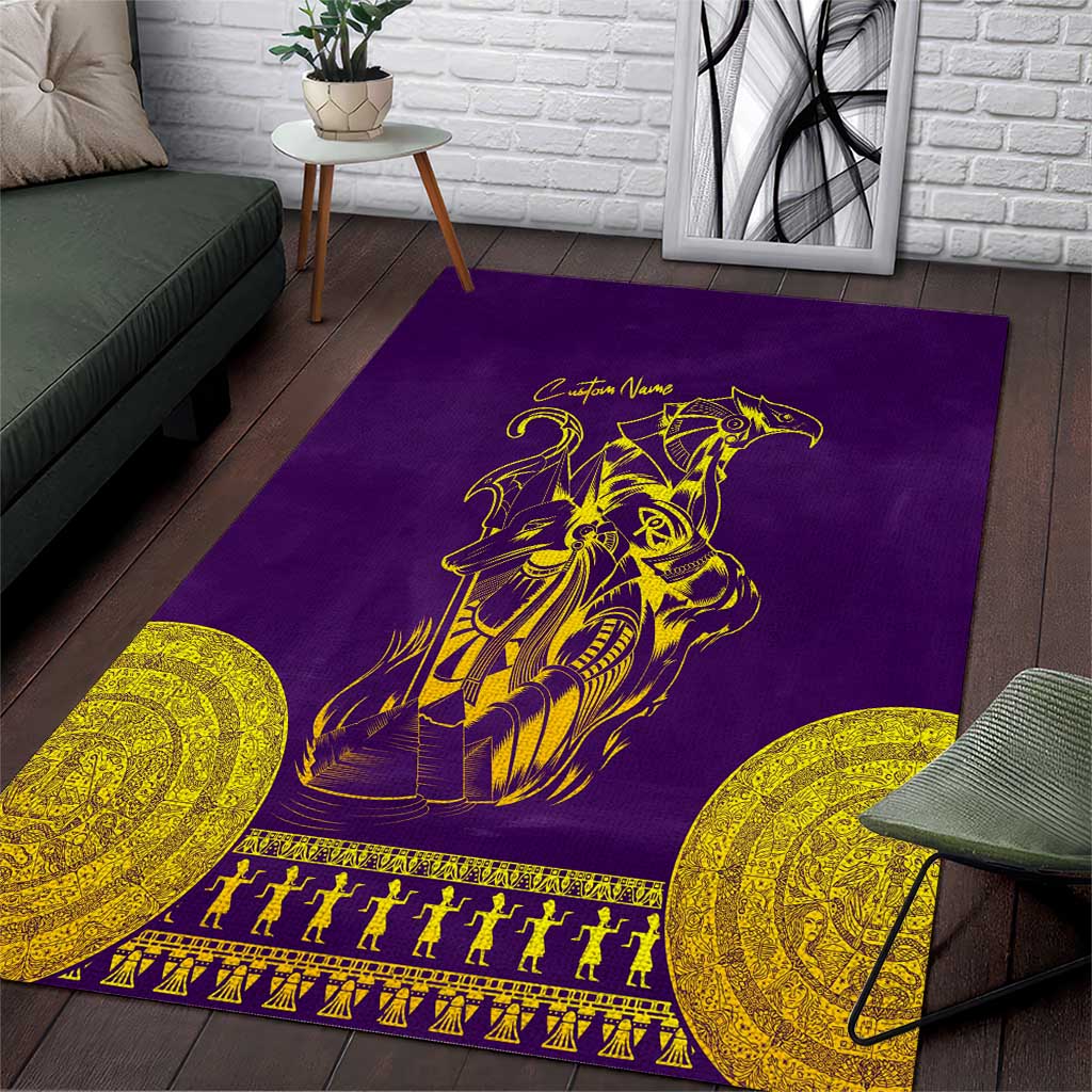 Anubis and Horus Area Rug Egyptian God Purple by AfricanPride