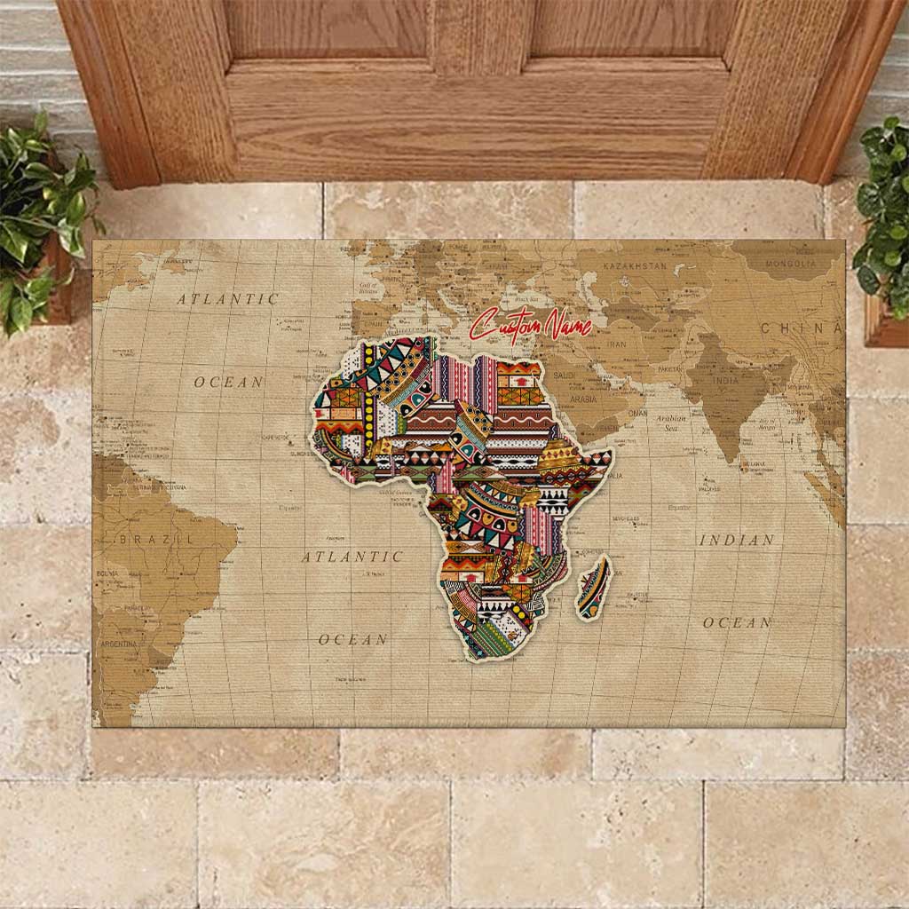 Personalized Africa On World Map Rubber Doormat by AfricanPride