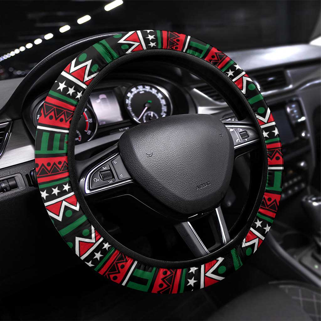 Power Fist And Patterns In Pan African Steering Wheel Cover by AfricanPride