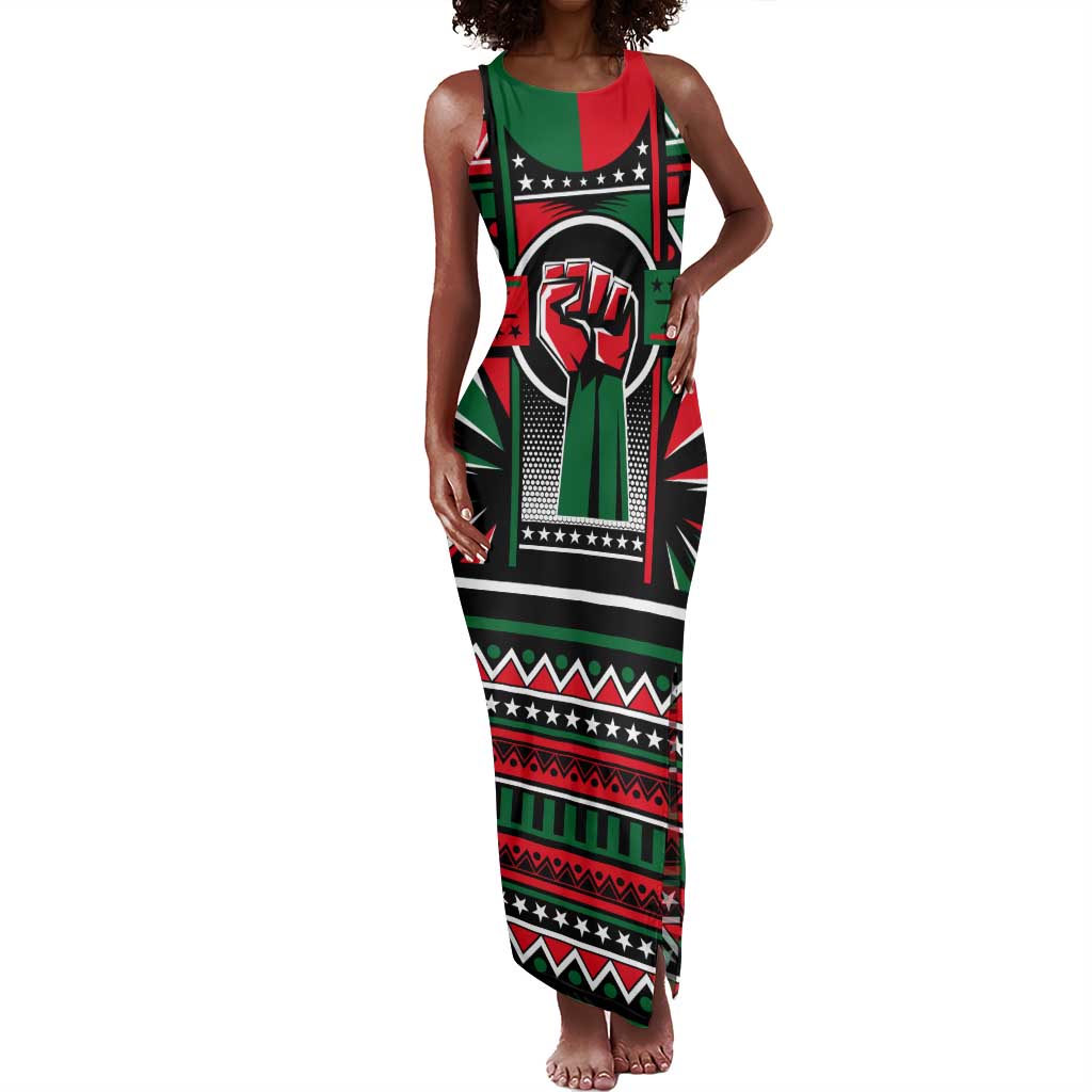 Power Fist And Patterns In Pan African Tank Maxi Dress by AfricanPride