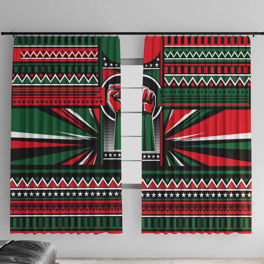 Power Fist And Patterns In Pan African Window Curtain by AfricanPride