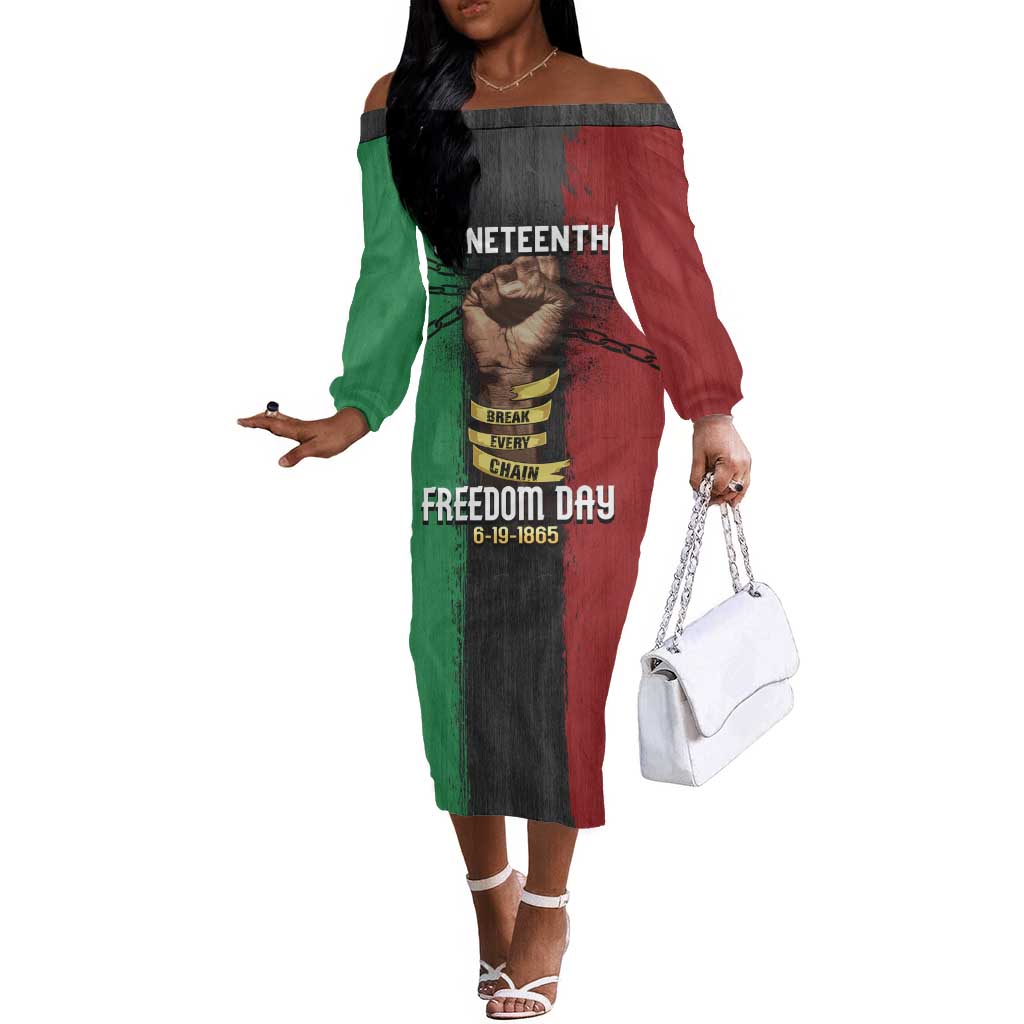 Juneteenth Freedom Day Off The Shoulder Long Sleeve Dress Black Pride ...