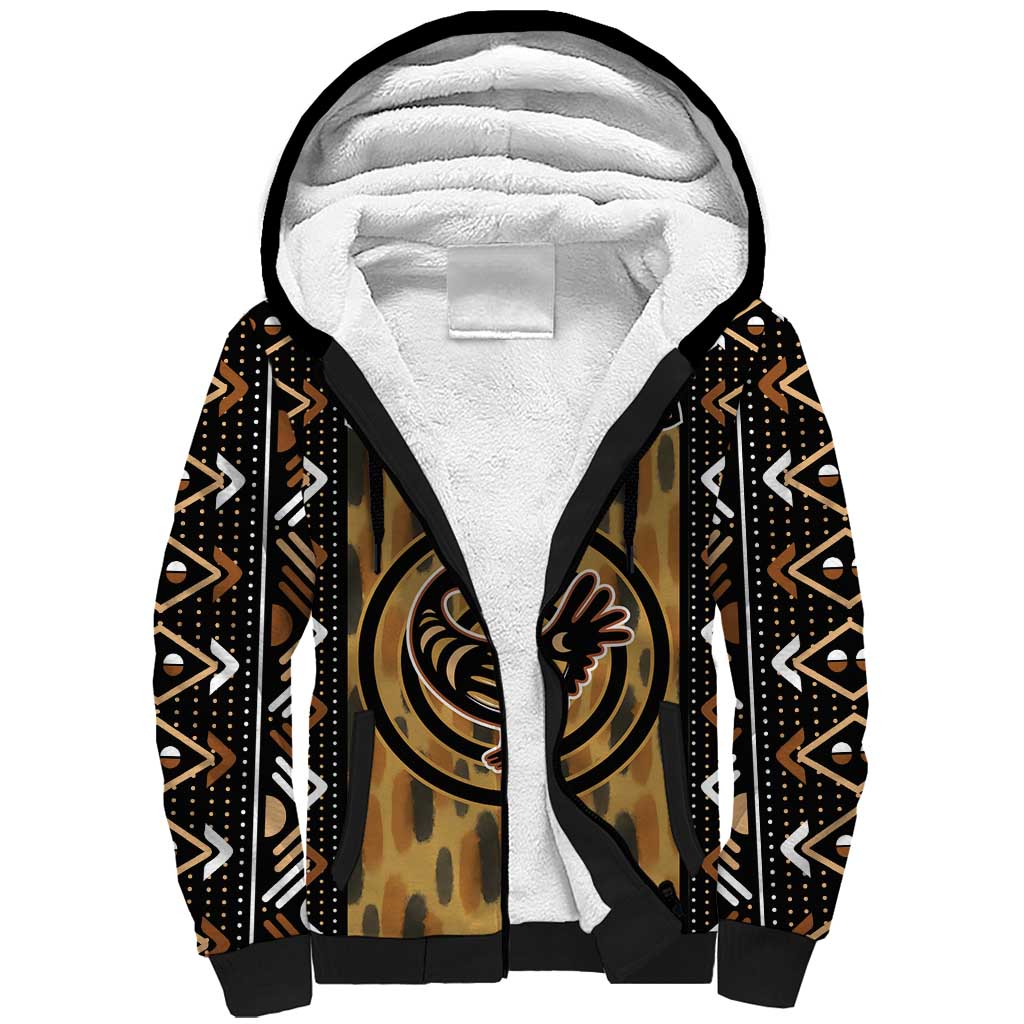 Printed Mud Cloth and Adinkra Symbol Sherpa Hoodie by AfricanPride