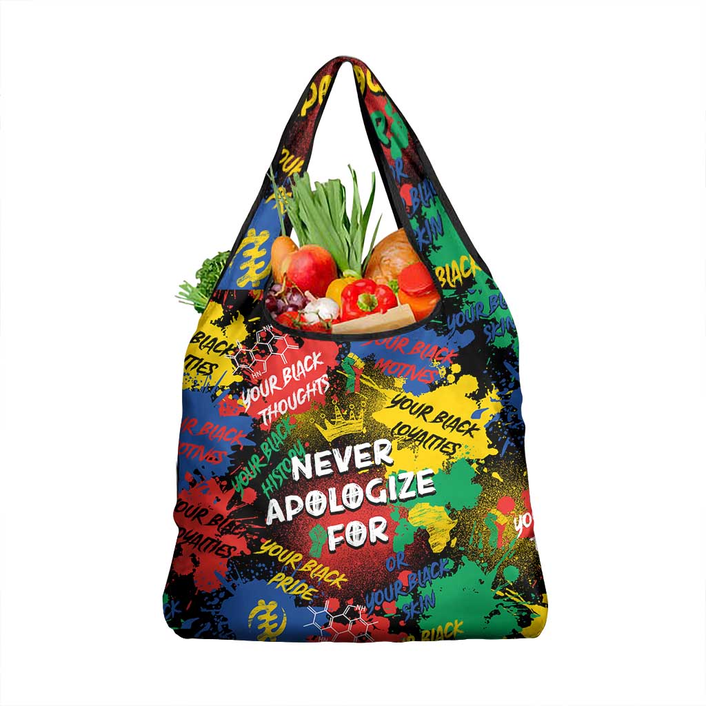 Never Apologize For Being Black Grocery Bag by AfricanPride