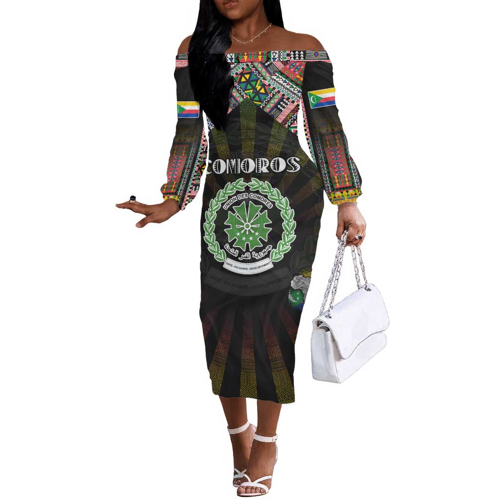 Personalized Comoros Roots Off The Shoulder Long Sleeve Dress African ...