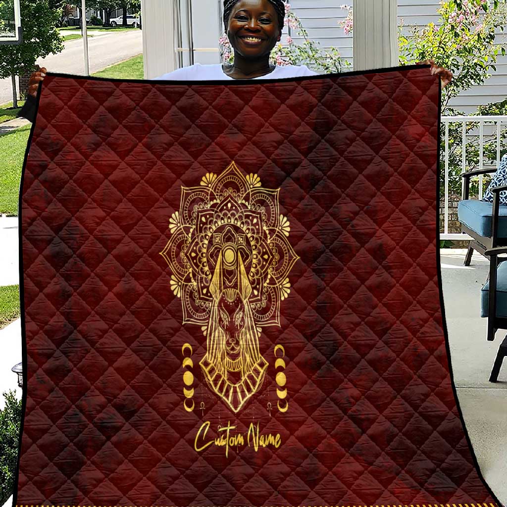 Personalized Anubis Quilt Ancient Egyptian Pattern In Red by AfricanPride