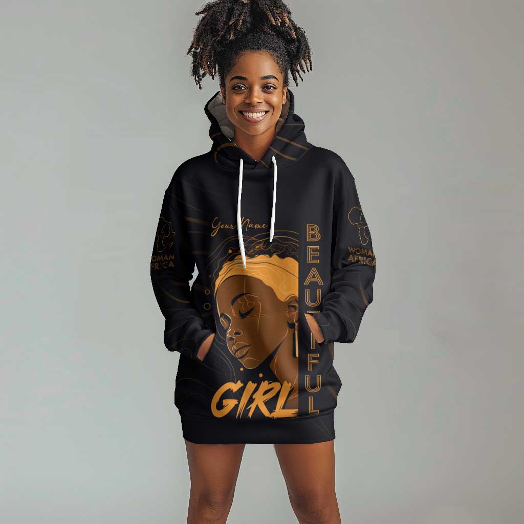 Personalized Beautiful Black Girl Hoodie Dress - Women of Africa Design ...