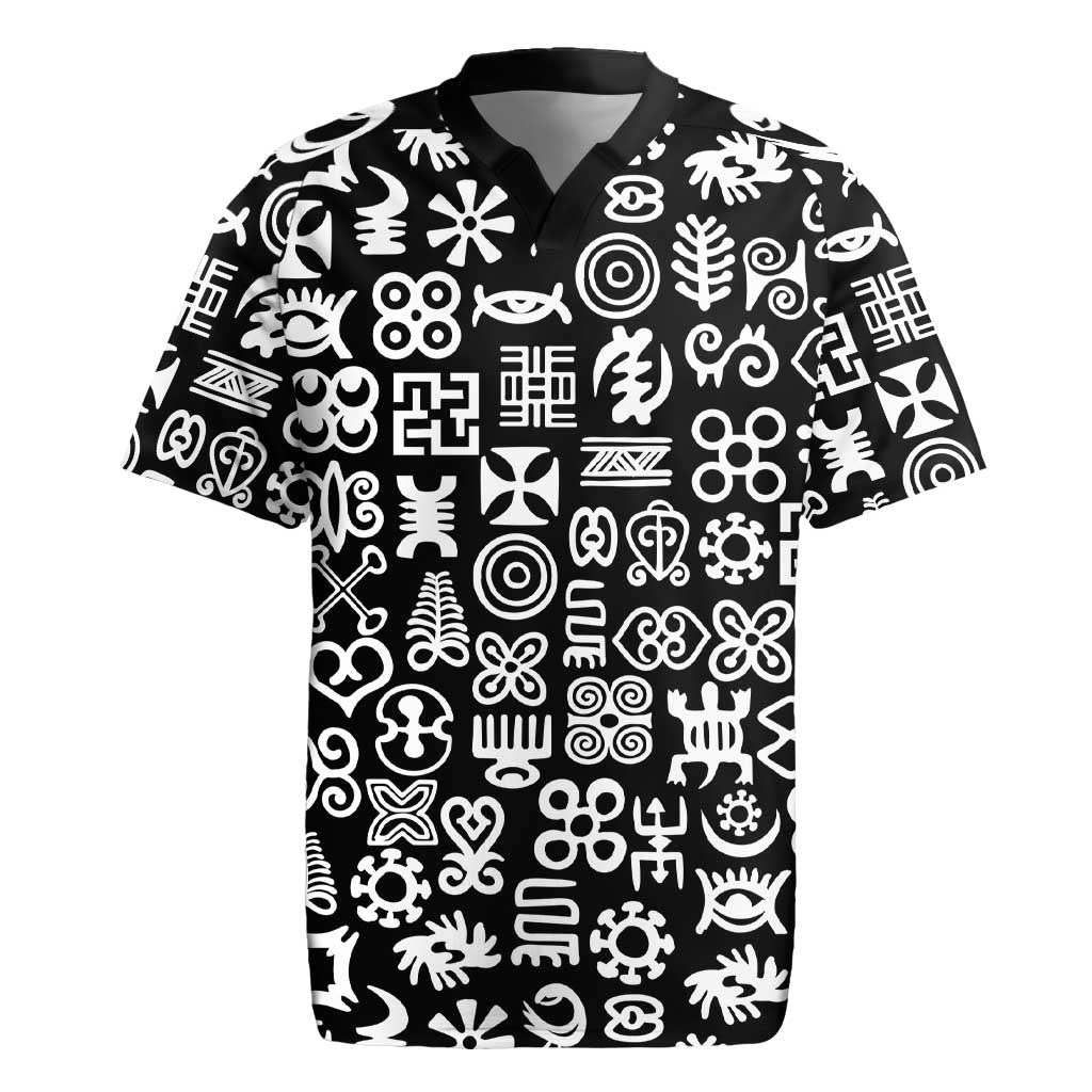 African Adinkra Rugby Jersey - Mixed Pattern Symbols by AfricanPride