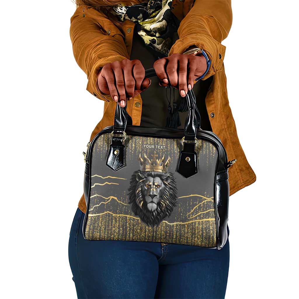 Personalized Black and Gold Lion Africa Shoulder Handbag by AfricanPride