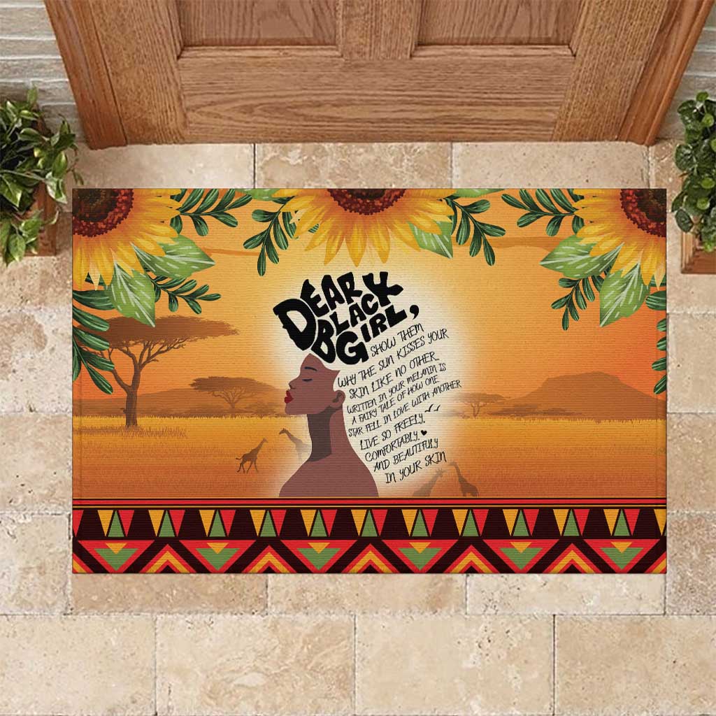 Dear Black Girl Rubber Doormat African Pride Black Women by AfricanPride