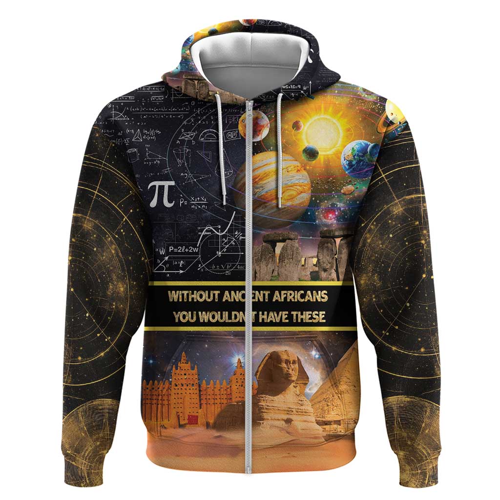 Afro Egyptian Pyramids Zip Hoodie Ancient African Achievements Galaxy ...