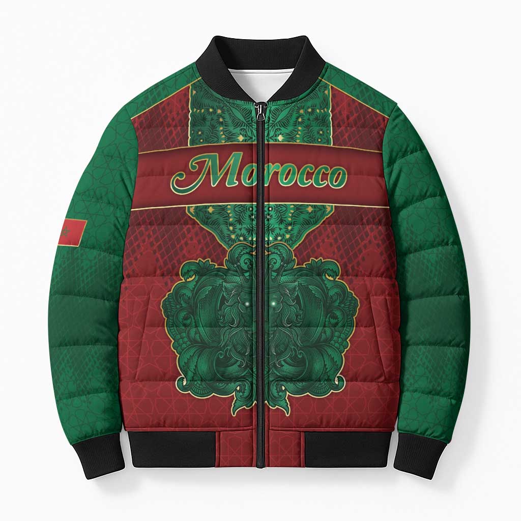 Personalized Morocco Bomber Puffer Jacket Royal Lion Islam Patterns by ...