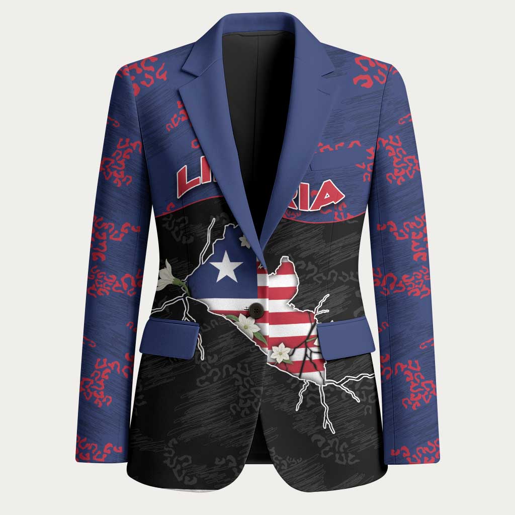 Personalized Liberia Blazer Map With Pepper Flowers Scratch Texture by ...