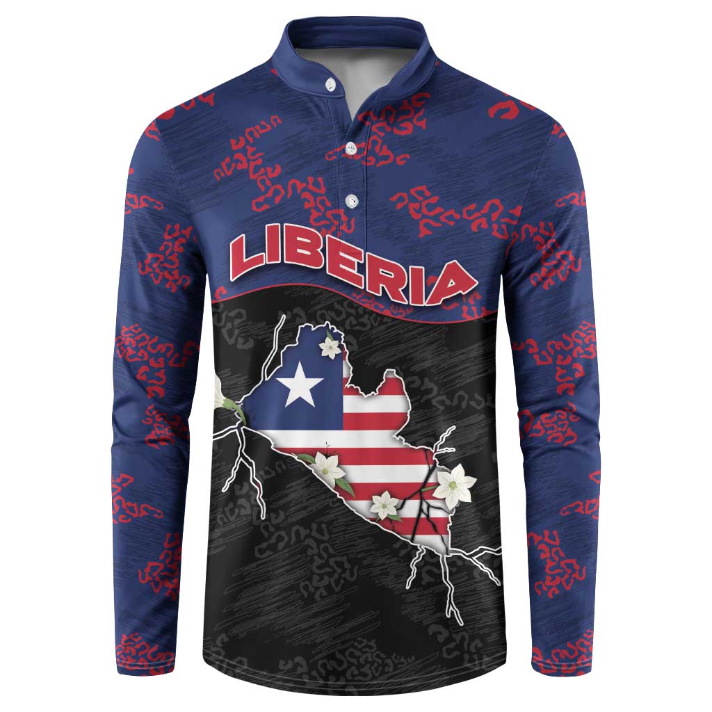 Personalized Liberia Button Sweatshirt Map With Pepper Flowers Scratch ...