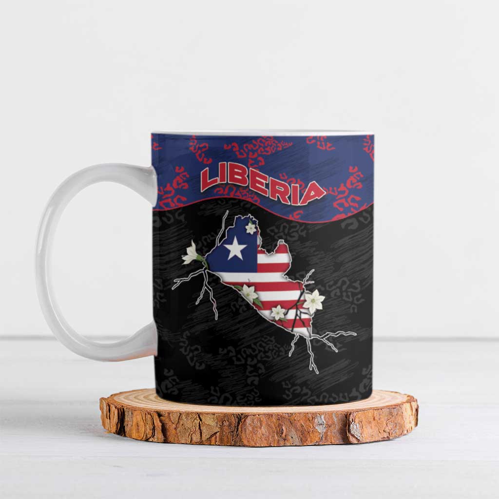 Personalized Liberia Ceramic Mug Map With Pepper Flowers Scratch ...