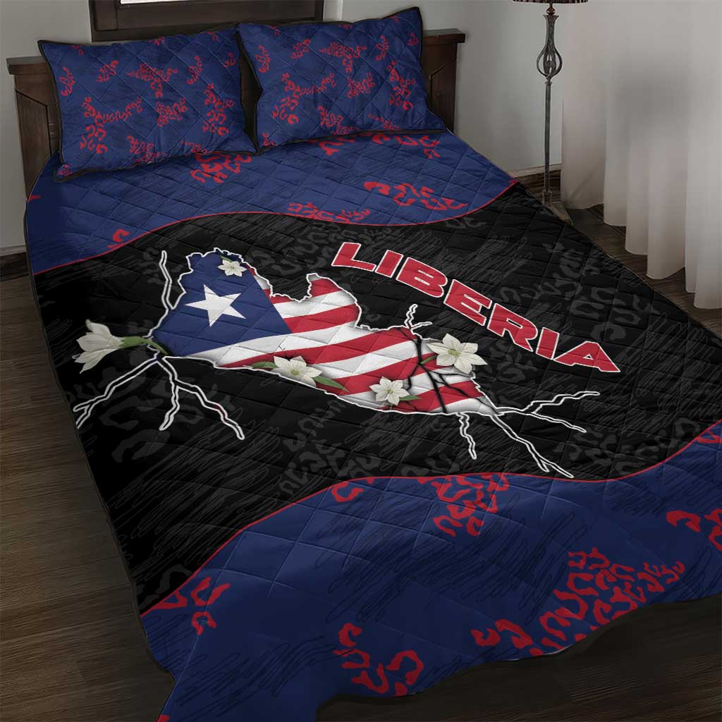 Liberia Quilt Bed Set Map With Pepper Flowers Scratch Texture by ...