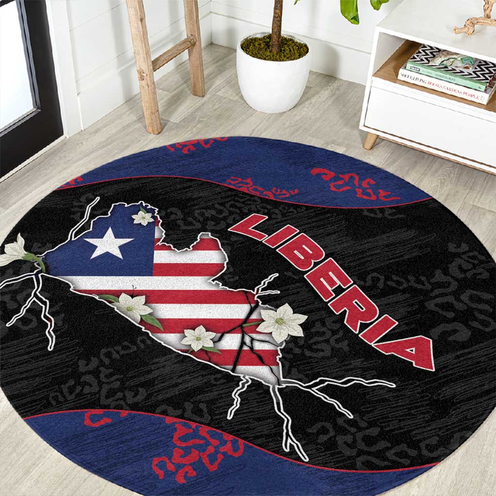 Liberia Round Carpet Map With Pepper Flowers Scratch Texture by African ...