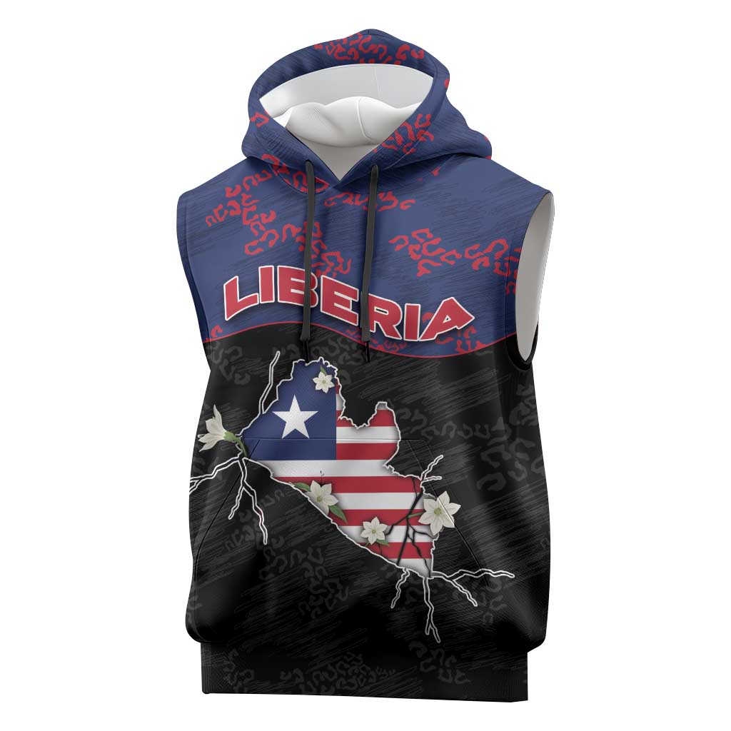 Personalized Liberia Sleeveless Hoodie Map With Pepper Flowers Scratch ...