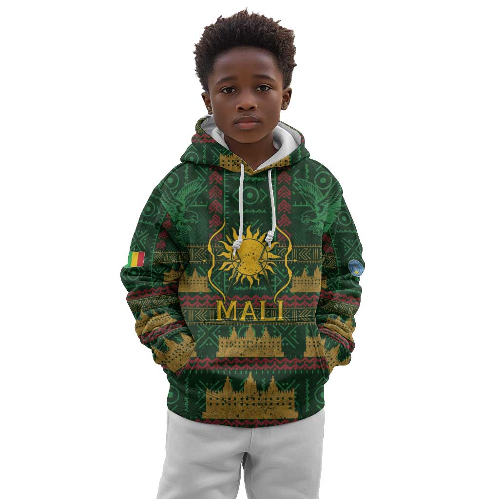 Mali Kid Hoodie Golden Sun And Mosque Patterns Retro Style by African Pride
