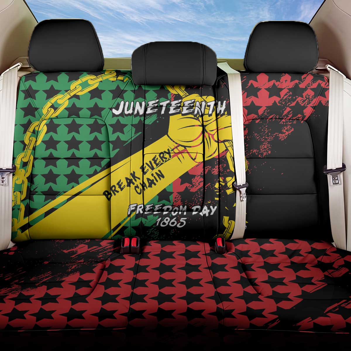 Juneteenth 1865 Back Car Seat Cover Break Every Chain by African Pride