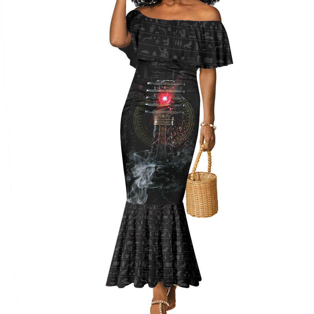 Egypt Djed Mermaid Dress Glow Smoky Dark Style by African Pride Shop