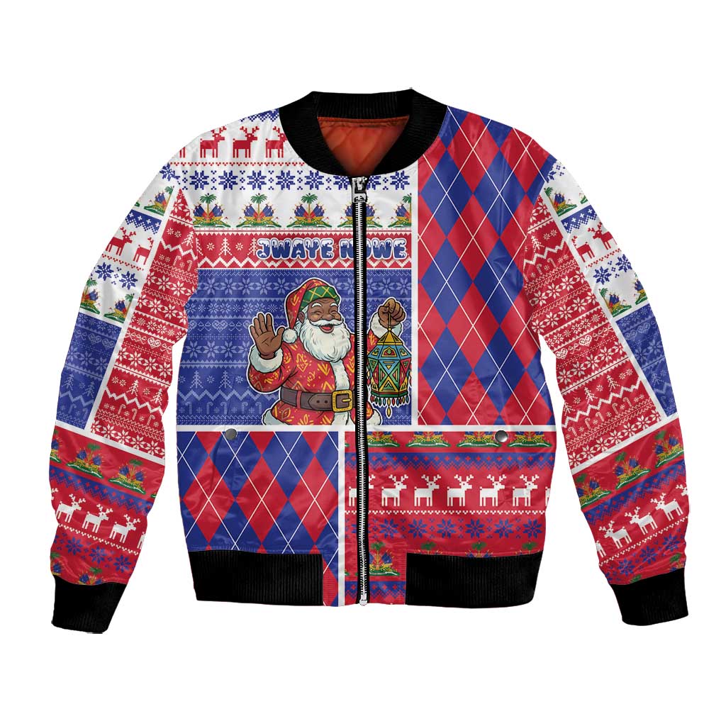 Haiti Christmas Bomber Jacket Santa With Fanal Haitian Patchwork Style ...