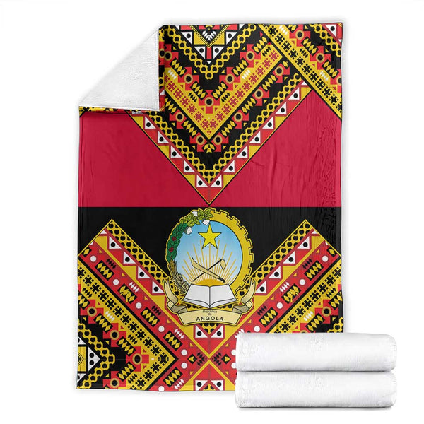Angola Independence Day Blanket with Coat of Arms and Samakaka Pattern ...