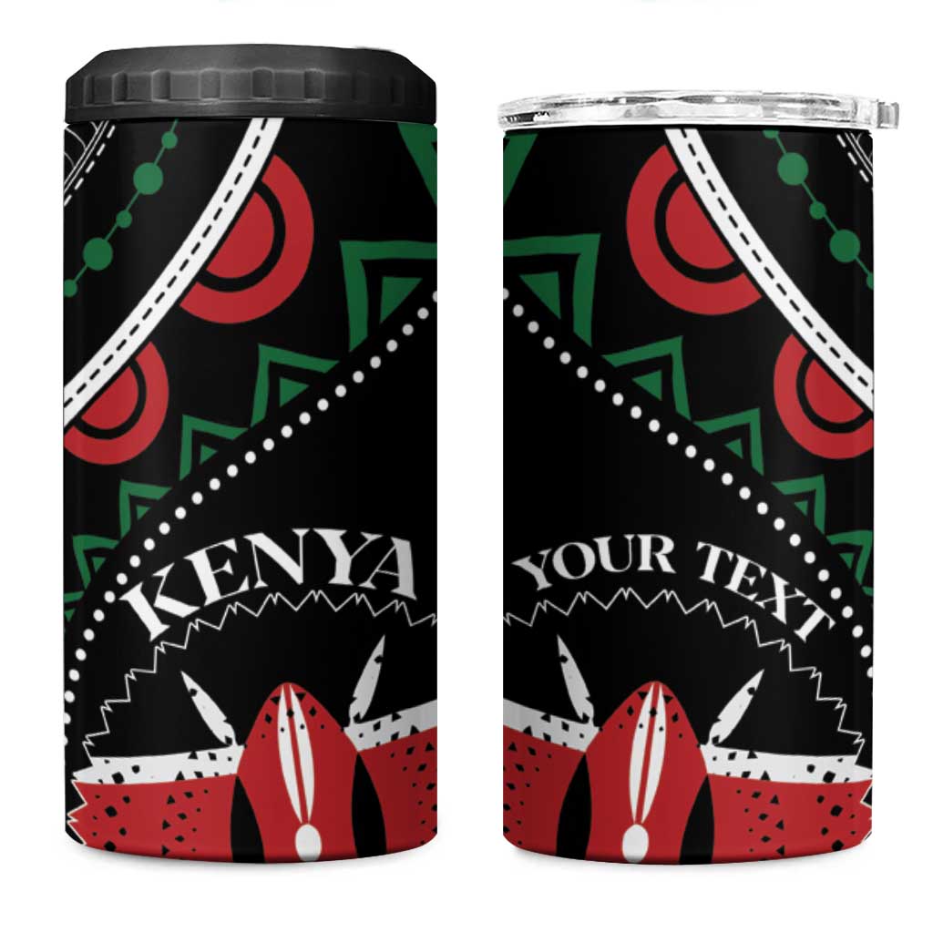 Personalized Kenya 4 in 1 Can Cooler Tumbler Harambee African Pattern ...