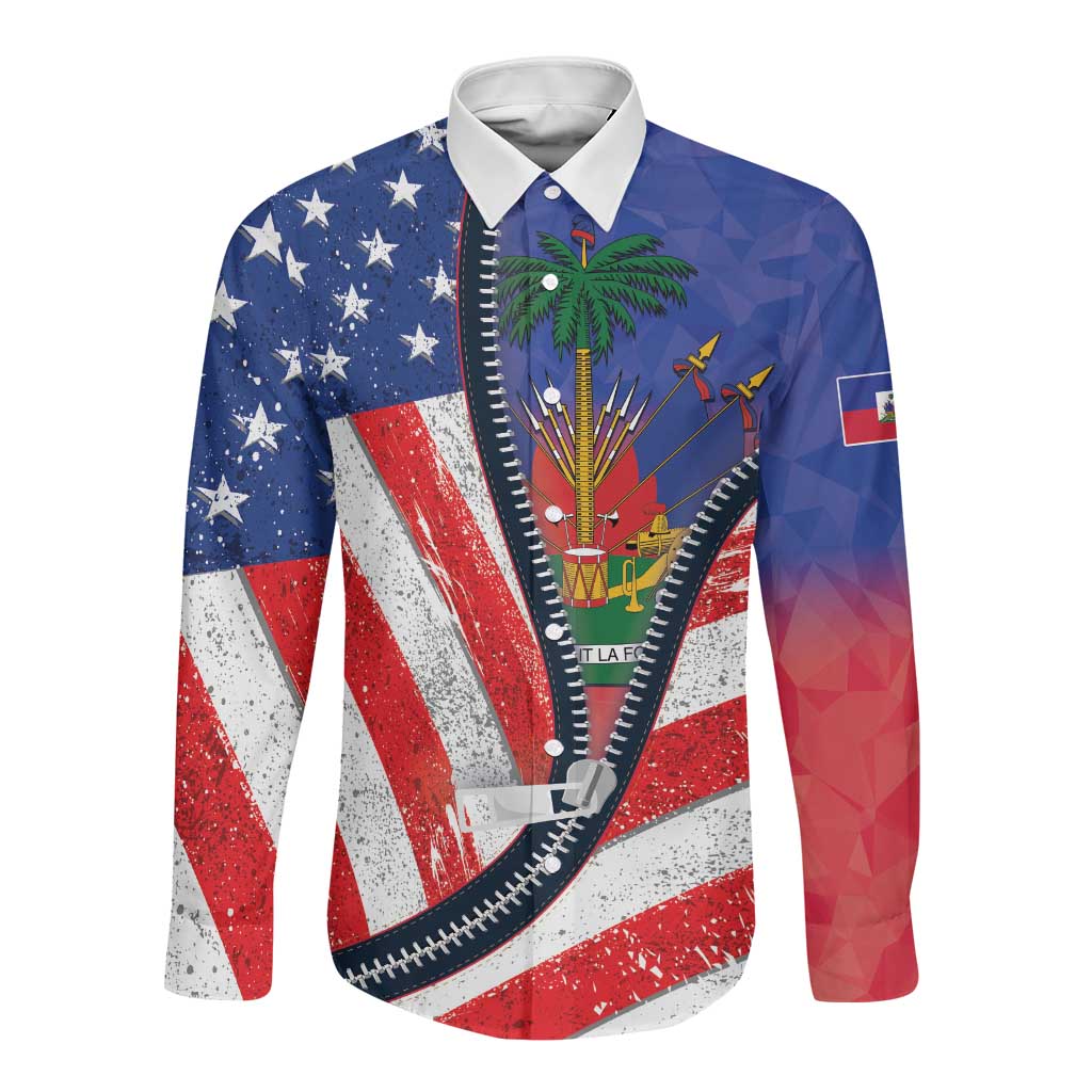 Haitian Americans Zipper Stylized Long Sleeve Button Shirt Haiti ...