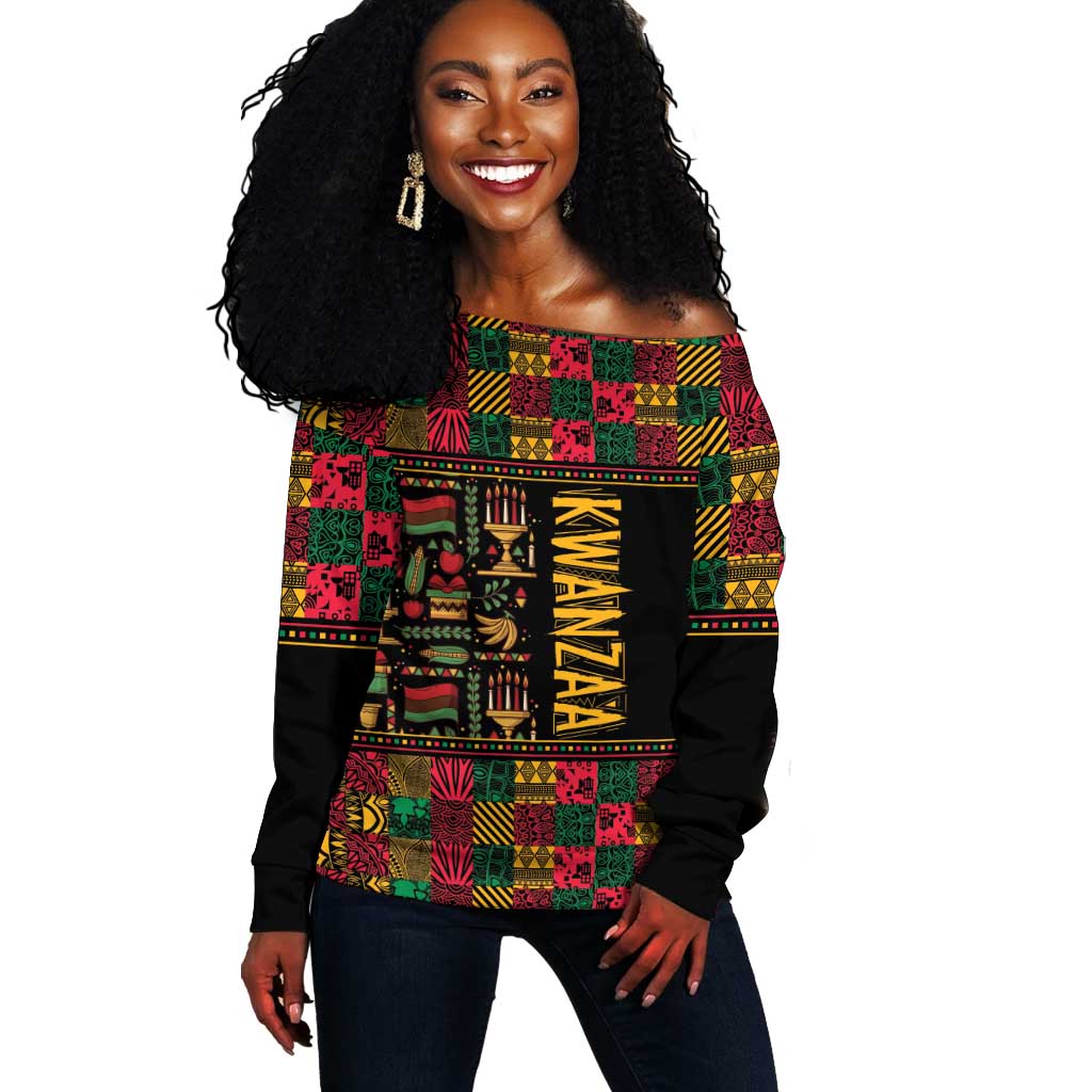 Kwanzaa African Pattern Off Shoulder Sweater by AfricanPride