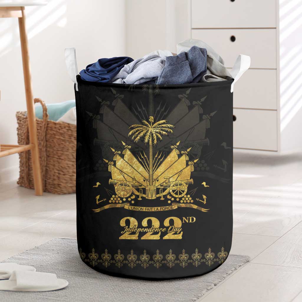 Ayiti 222nd Independence Day Anniversary Laundry Basket Haiti Gold VeVe ...