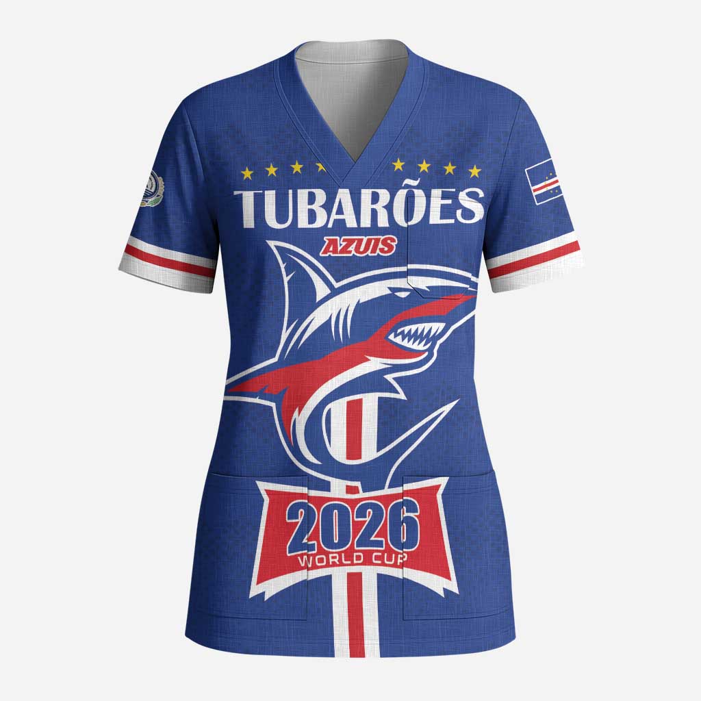 Custom Cape Verde 2026 Football Scrub Top Blue Sharks WC Debut by ...