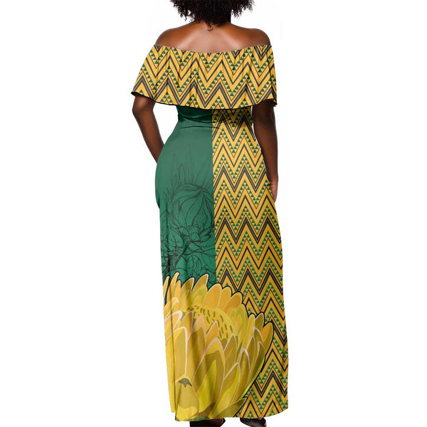 Personalized South Africa Off Shoulder Maxi Dress with Springbok and ...