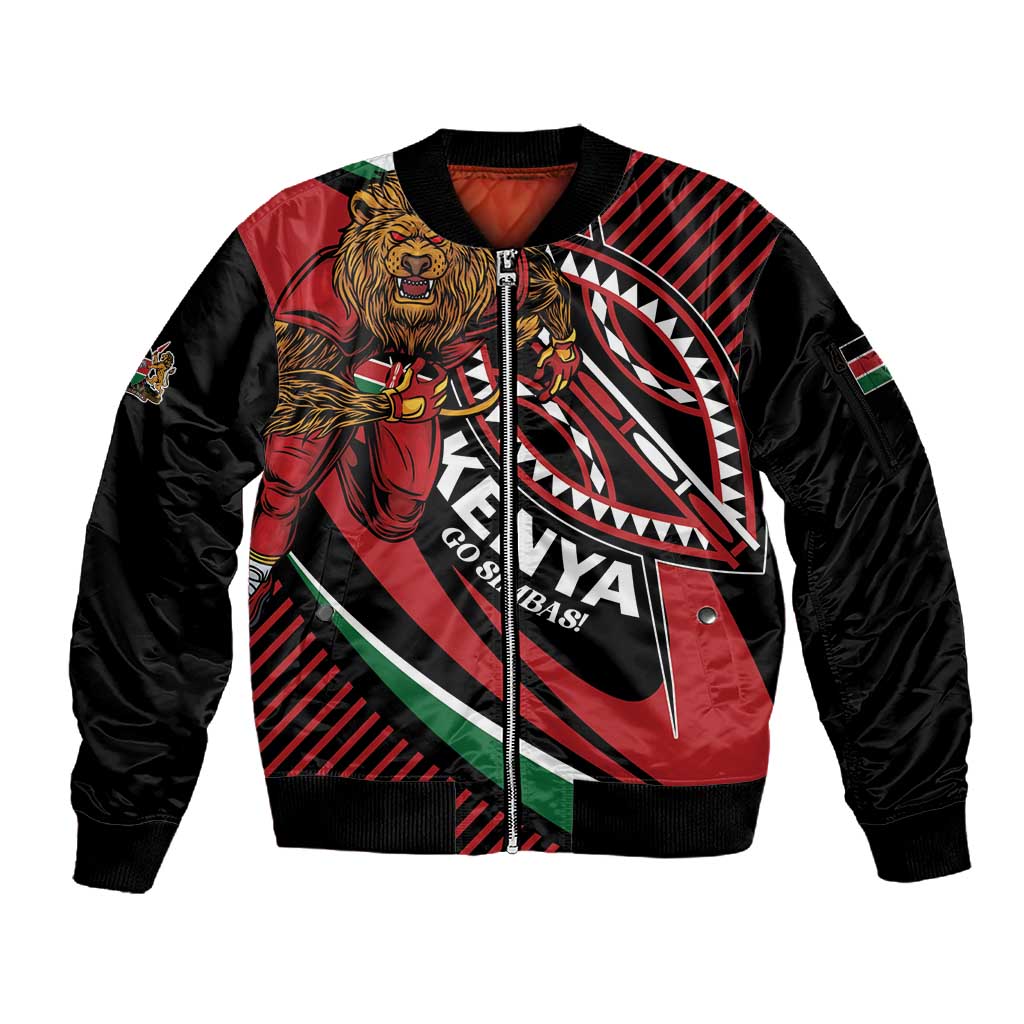 Custom Kenya Rugby Sleeve Zip Bomber Jacket Simbas Elevate Your Game by ...