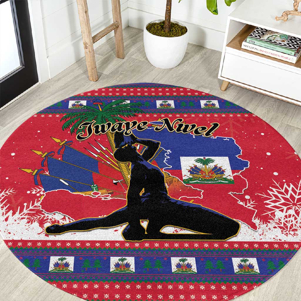 Ayiti Jwaye Nwel Round Carpet Haiti Merry Christmas by African Pride
