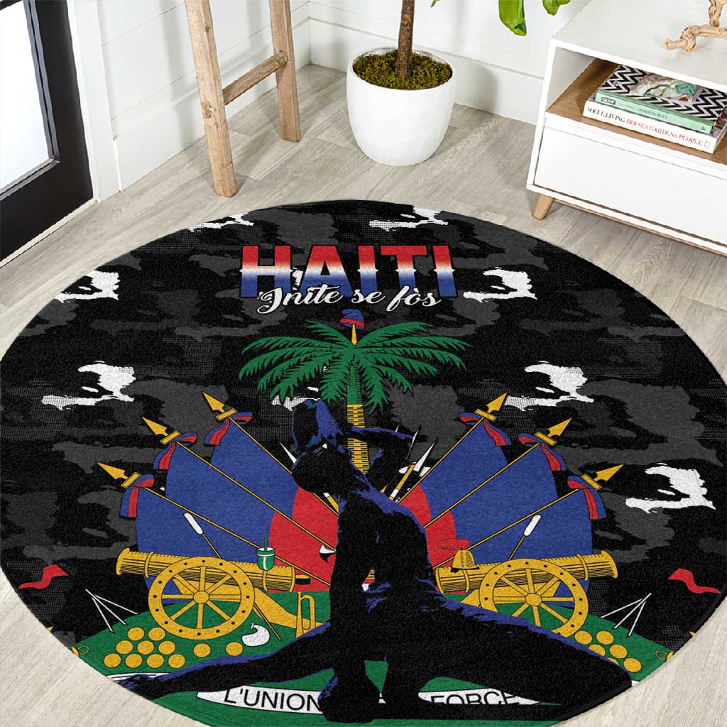 Haiti Map Camouflage Round Carpet Unique Style by African Pride