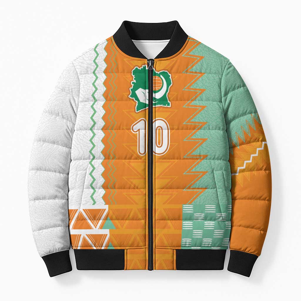 Custom Ivory Coast Football Bomber Puffer Jacket Côte d'Ivoire-Tribal ...
