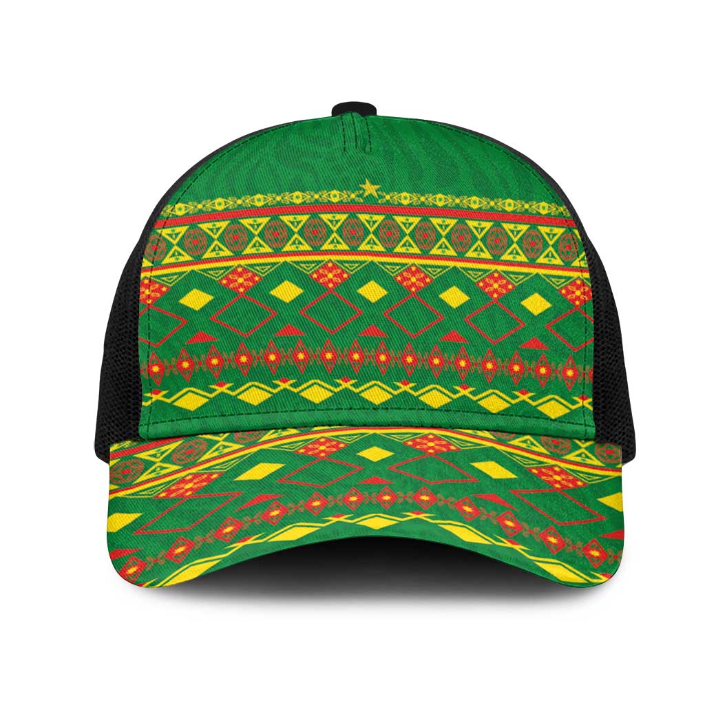 Cameroon Football Baseball Net Cap Tribal Motifs Green Color by African ...