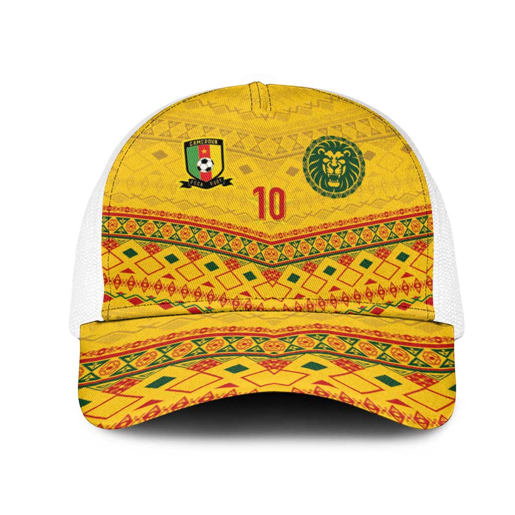 Custom Cameroon Football Mesh Trucker Cap Tribal Motifs Yellow Color by ...