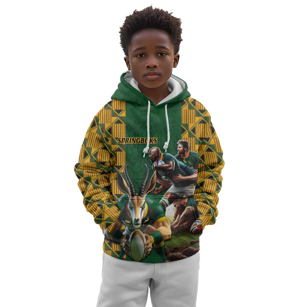 South Africa Rugby Kid Hoodie - Springbok Mascot, Players Fighting for ...