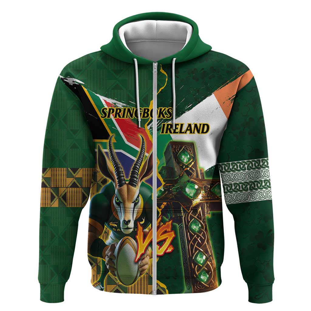 Personalized South Africa Versus Ireland Rugby Zip Hoodie - Springbok ...